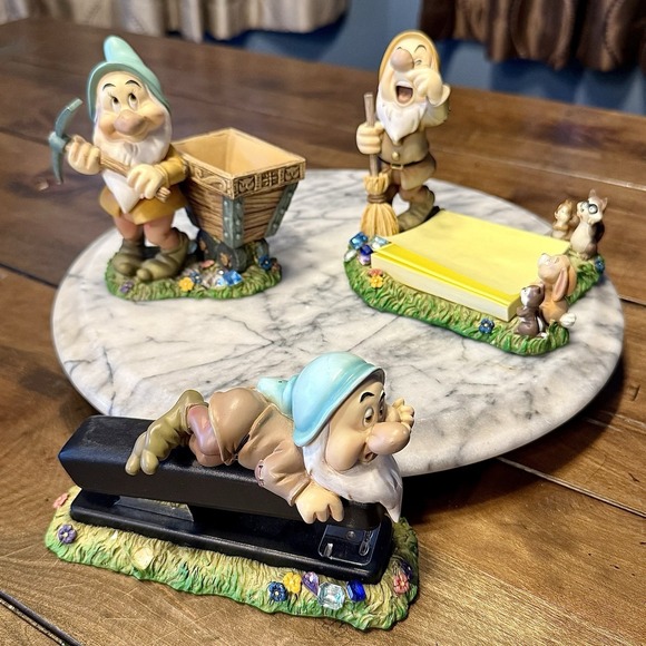 Disney | Toys | 3pc Vtg Disney Snow White The Seven Dwarf Office Desk ...